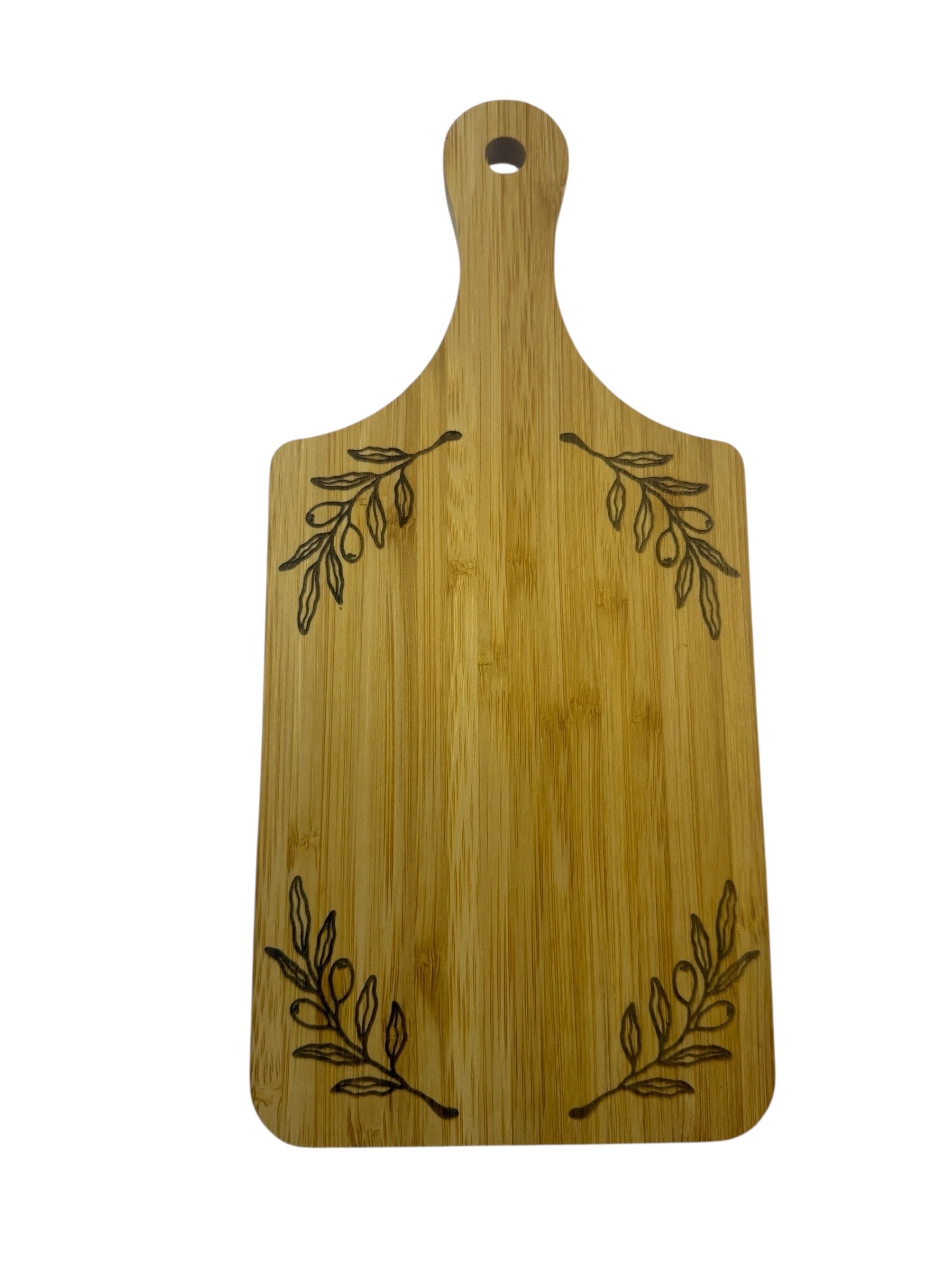 Olive Branch Bamboo Cutting Board - Gilded Grace Engraving